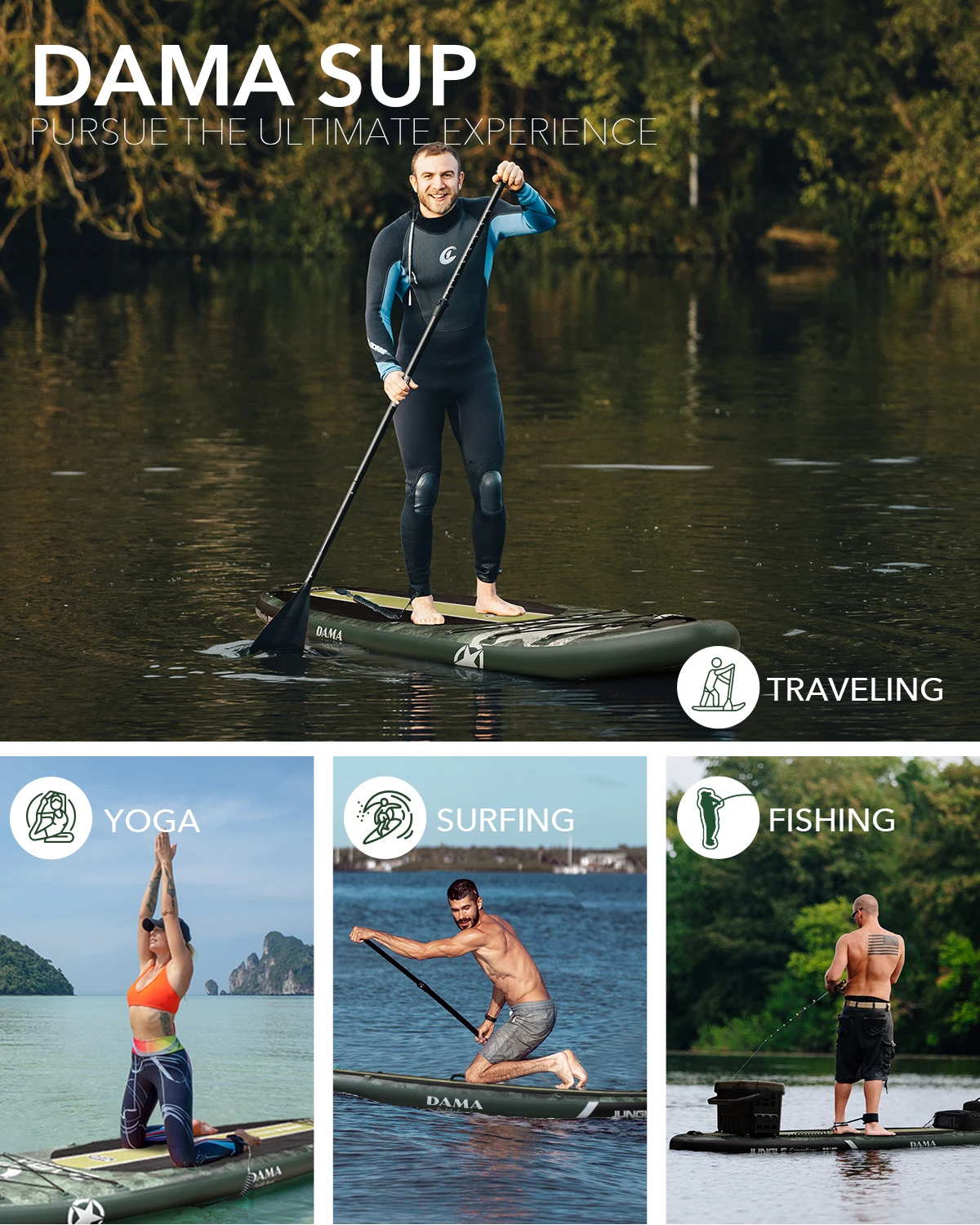 Myboat Inflatable SUP Stand Up Sapboard Water Paddle Board Kayak 11’6 ...