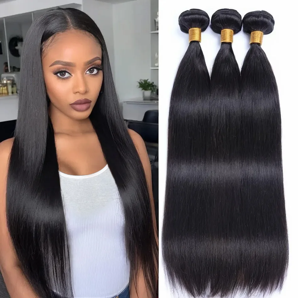 Straight-30-32-Inch-Hair-Brazilian-Remy-Unprocessed-Hair-Natural-Color ...