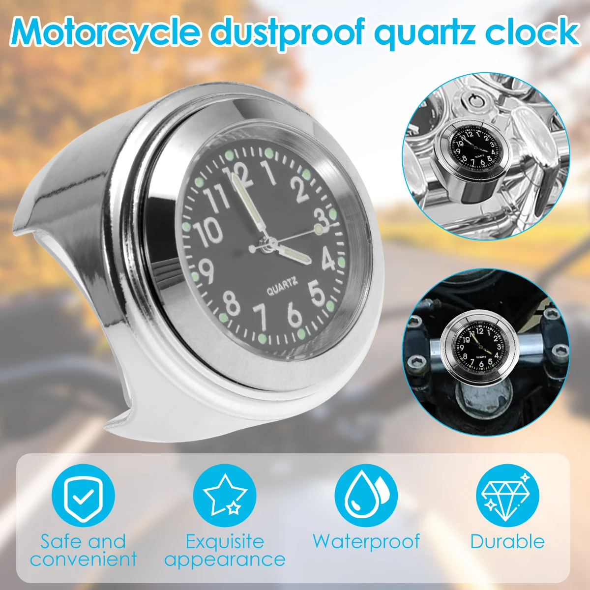 Motorcycle-Handlebar-Watch-Aluminum-Motorcycle-Clock-Universal-7-8 ...