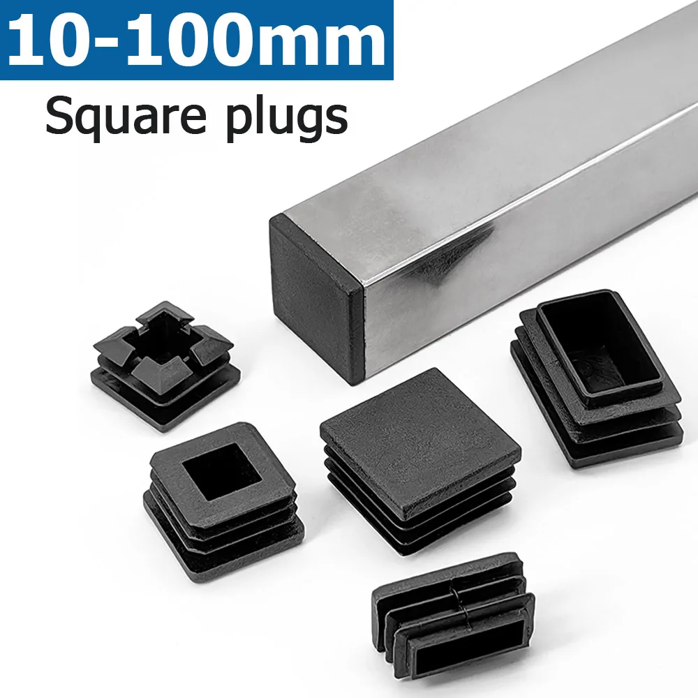 1-4-10-50pcs-Black-Square-Plugs-Pipe-Tube-Cap-Plastic-Tubing-End-Cap ...