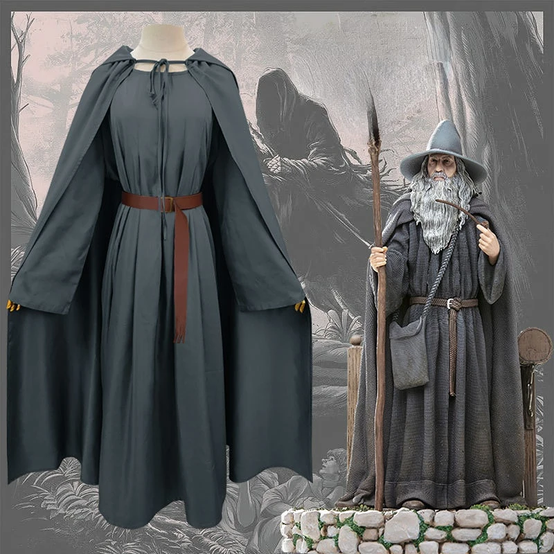 Gandalf Cosplay Costume Men Sorcerer Uniform Thin Cotton And Linen Cape ...