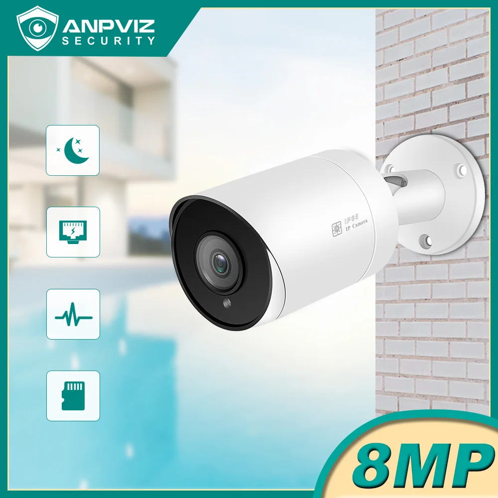 Anpviz 8mp 4k Ip Camera Poe Outdoor Bullet Cctv Security Infrared Surveillance Camera Motion ...