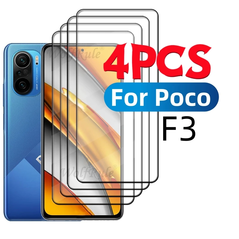 4pcs For Poco F3 Glass Poco F3 Tempered Glass Full Cover Glue ...