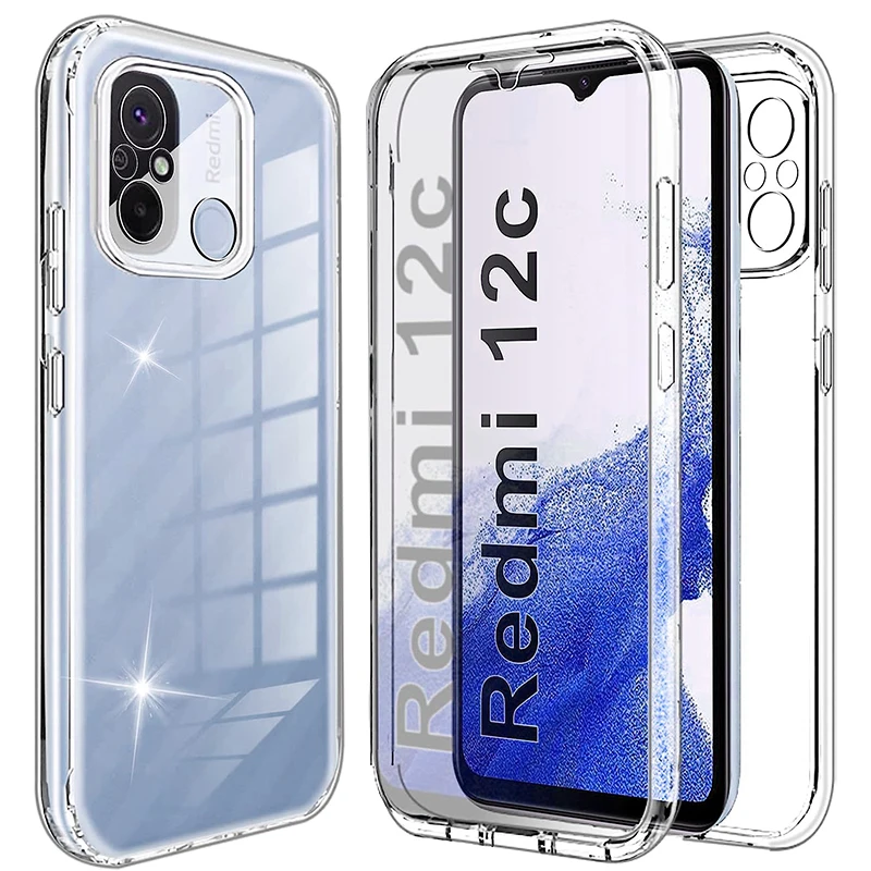 360-Full-Body-Cover-Phone-Case-For-Xiaomi-Redmi-12C-Clear-Hybrid-Hard ...