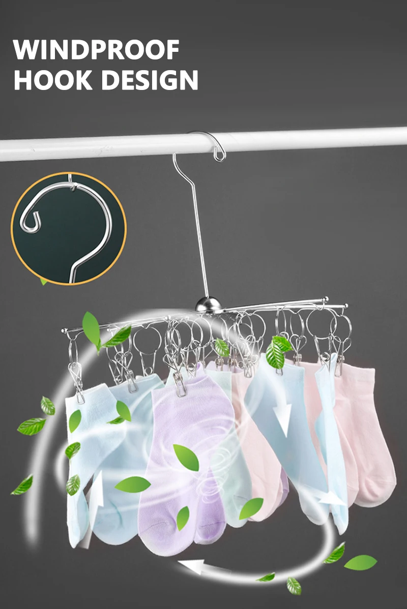 Cintre de séchage de vêtements en acier inoxydable, 18/20 Clips, coupe ...