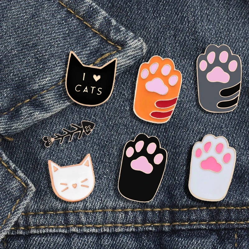 1Pcs-Cute-Cartoon-Cat-Colorful-Foot-Pins-Acrylic-Badges-Brooch-lapel ...