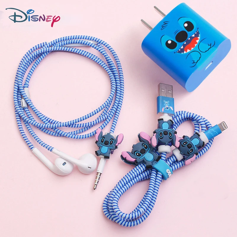 8Pcs-Anime-Disney-Stitch-Cable-Winder-Set-Figure-Cartoon-Dolls-Charger ...