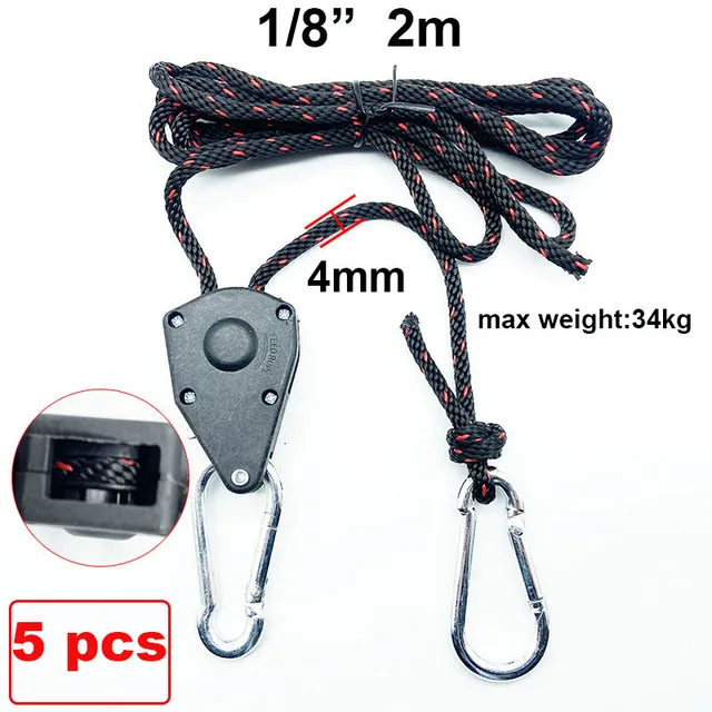 5 Pcs 1/4 1/8 3/8 Camping Tent Tie Down Rope Tightener Fastening Pulley ...