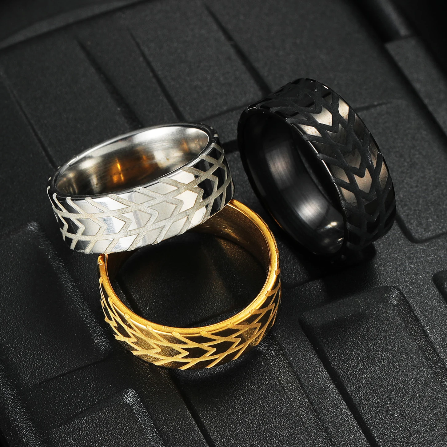 MeMolissa 1pc Motorcycle Car Tire Rings for Men Stainless Steel Hip Hop ...