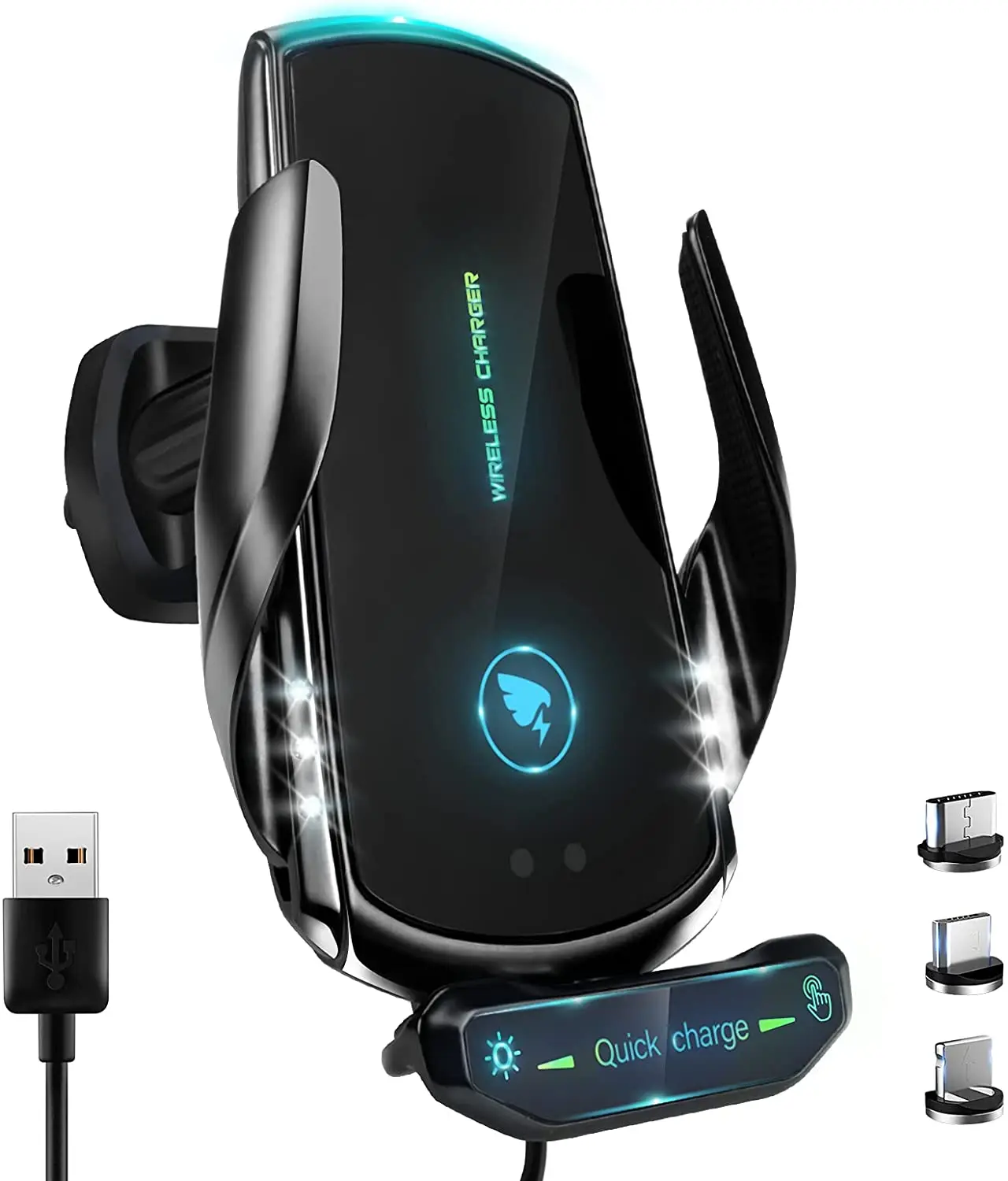 Car Wireless Charger For All Smartphones 15w Qi Induction Automatic ...
