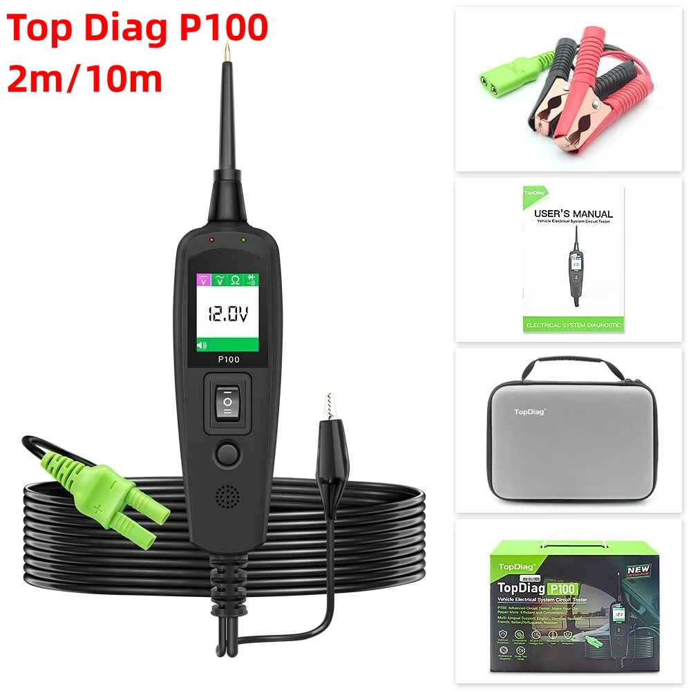 TopDiag P100 2m/10m Car Electrical Circuit Tester Automotive Power Scan ...