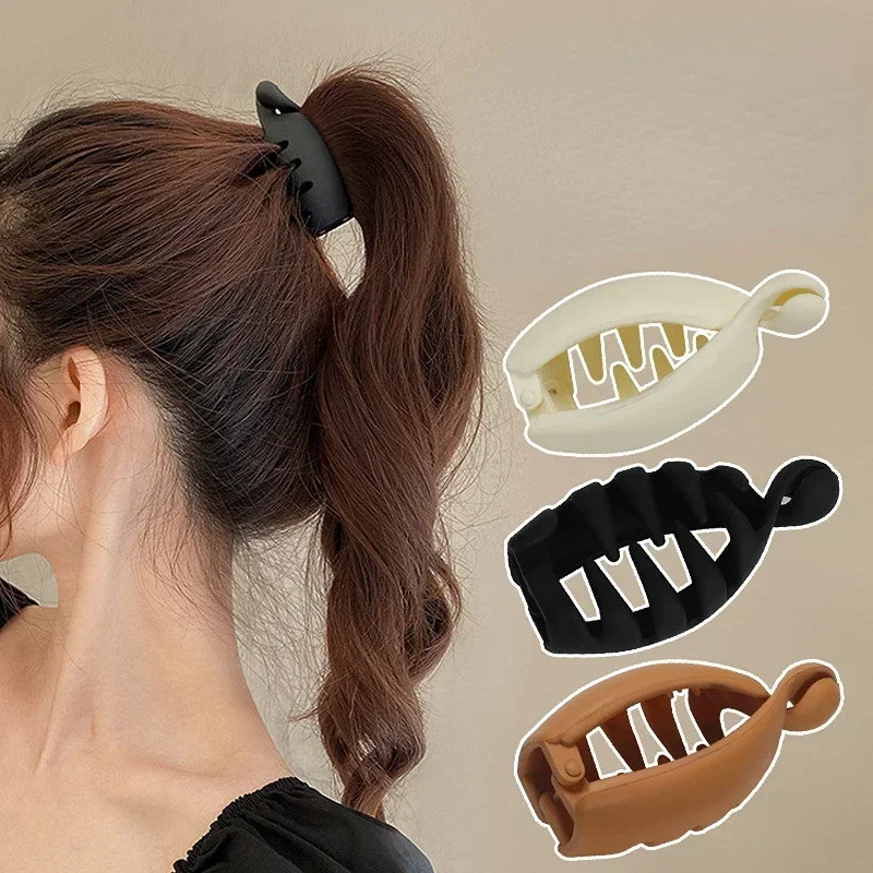 Frosted-High-Ponytail-Clips-Solid-Color-Banana-Clip-Women-Hair-Style ...