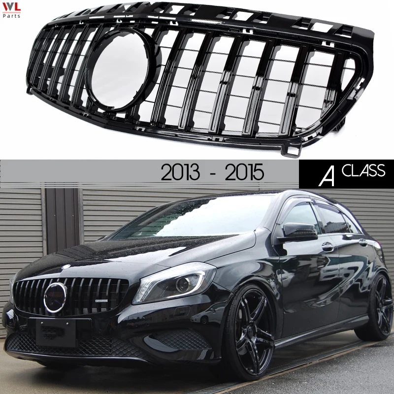 W176 Grill, Gloss Black ABS Front Radiator Grille for Mercedes A Class ...