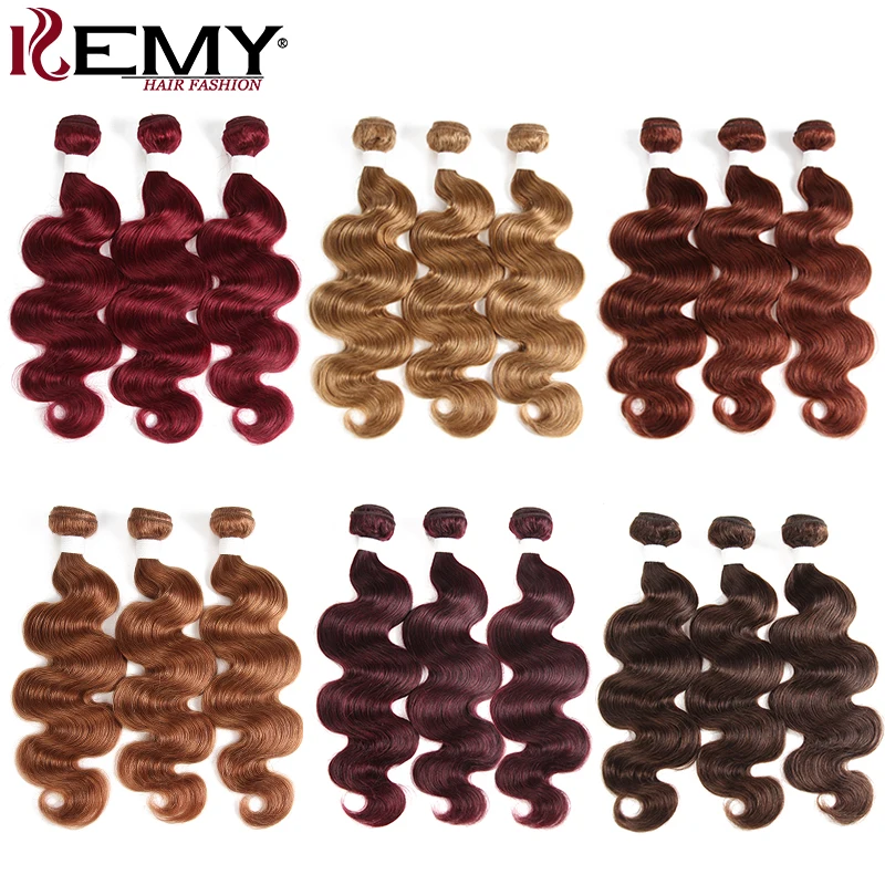 Body Wave Human Hair Bundles 8-26 Inch Blonde Brown Red Brazilian Hair ...