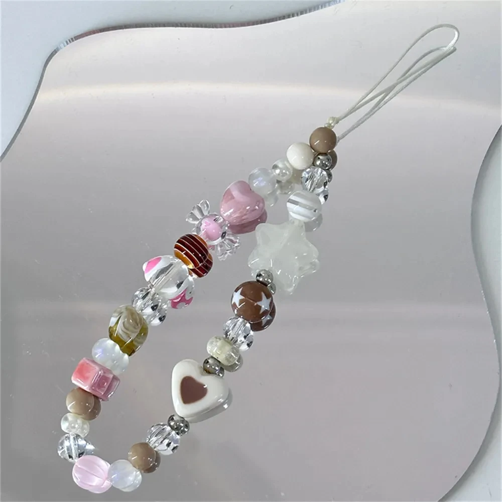 Korean-Cute-3D-Star-Candy-Love-Heart-Phone-Chain-Charm-Beaded-For ...