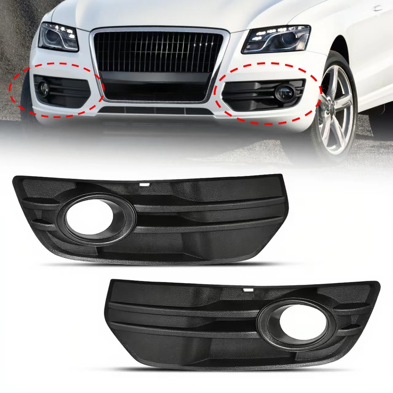 Front Bumper Light Cover For Audi Q5 2009 2010 2011 2012 Fog Lamp Black ...