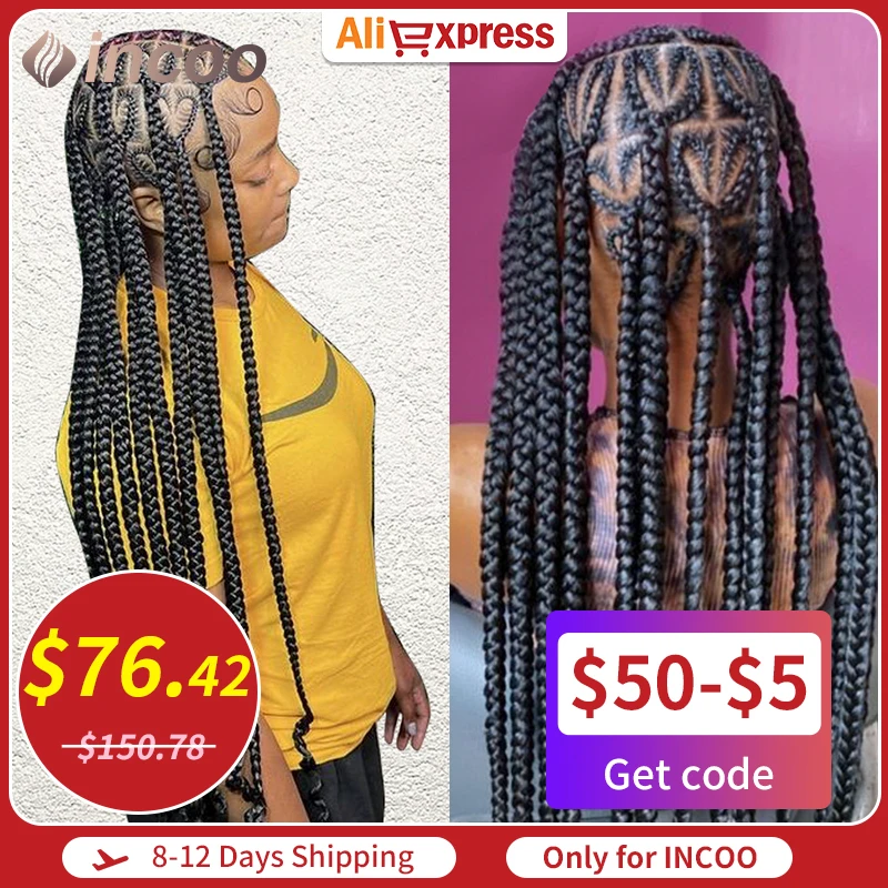 INCOO-36-Inch-Full-Lace-Braids-Wigs-Knotless-Heart-Braided-Goddess-Wig ...