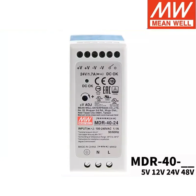 Original-MEAN-WELL-MDR-40-24-40-8W-24V1-7A-mean-well-MDR-40-series ...
