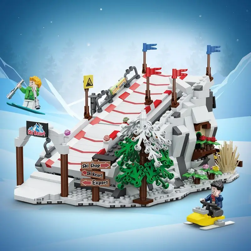 936PCS-Ideas-Winter-Ski-Resort-Skiing-Park-Building-Blocks-With-2 ...