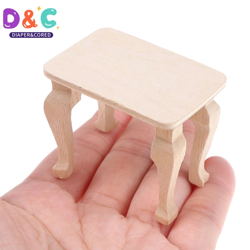 DIY Mini Wooden Table Furniture Toys 1:12 Dollhouse Miniature ...