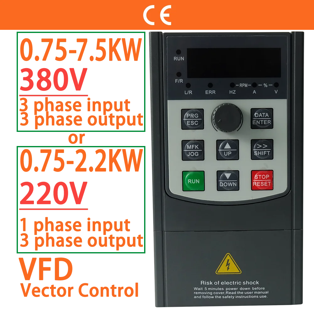 380V or 220V Vector Control VFD Variable Frequency Drive Converter ...