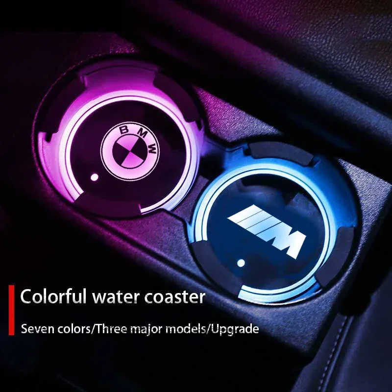 Luminous-LED-Car-Water-Cup-Holder-Coaster-Light-For-BMW-M-E46-E90-E60 ...
