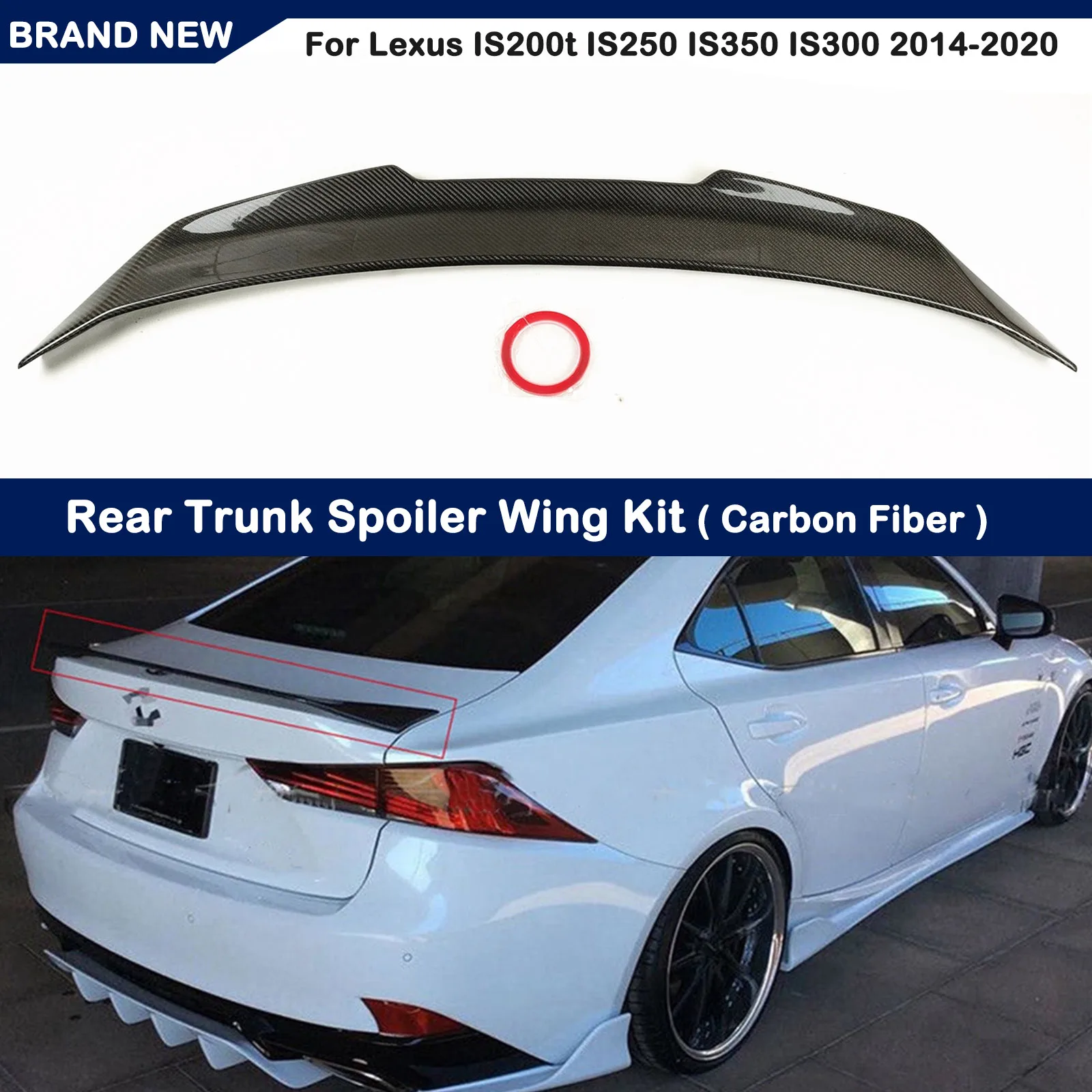 Carbon-Fiber-Car-Rear-Trunk-Rear-Spoiler-Wing-Lid-Splitter-Lip-Trim-For ...