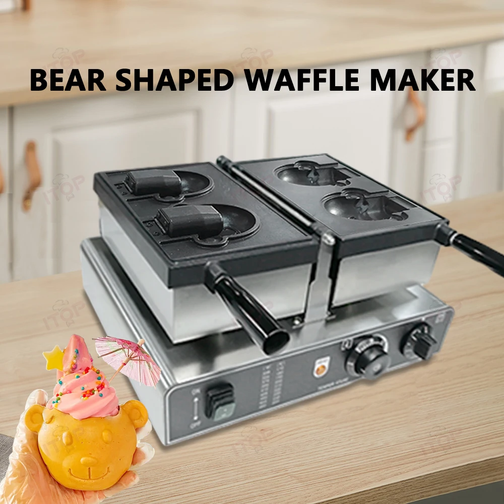 Commercial Taiyaki Bear Shaped Waffle Maker 1800W Open Mouth Bear Shape ...