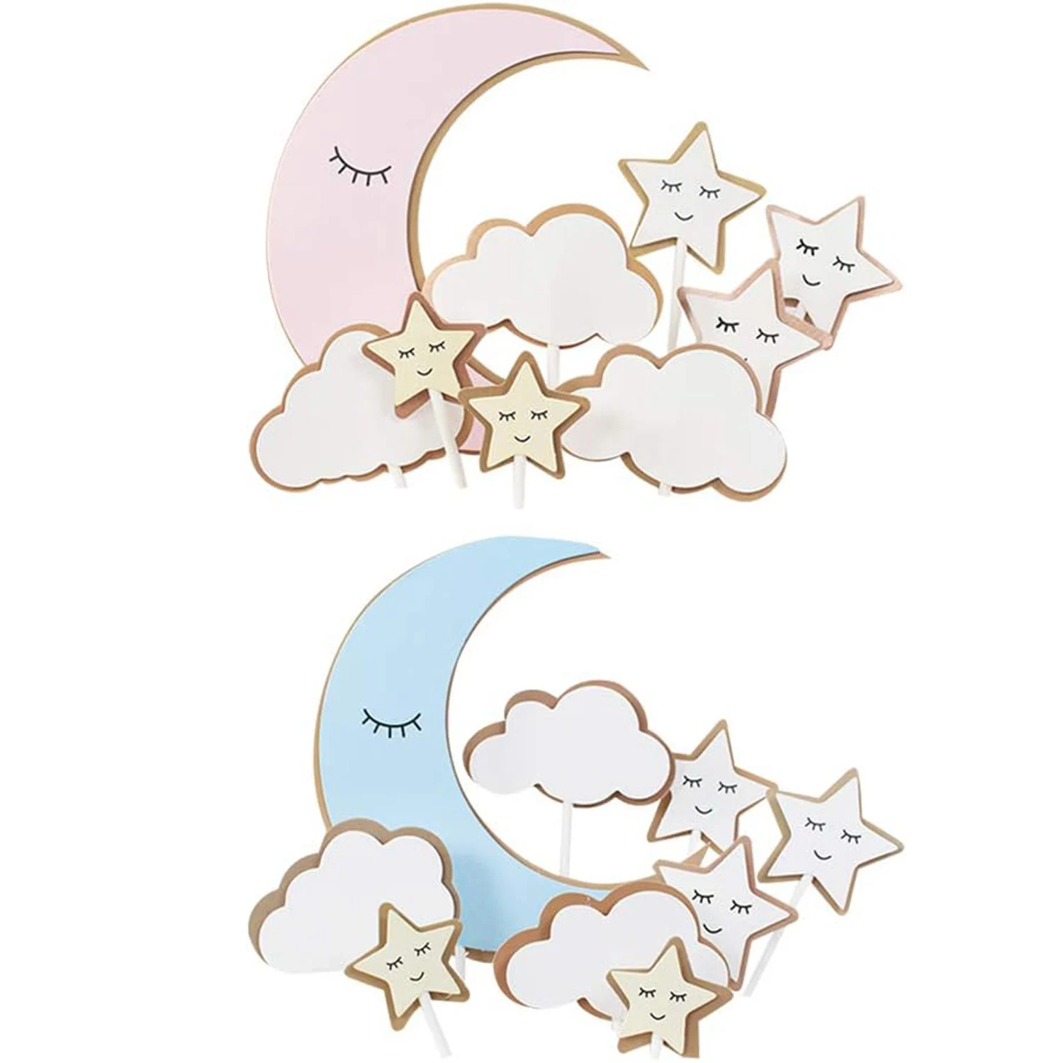Moon Cake Topper Moon And Star Cupcake Toppers - Space Birthday Party ...