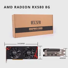 ELSA Radeon RX 580, 8GB GDDR5 256 비트 GPU 데스크 컴퓨터 게임용 그래픽 카드