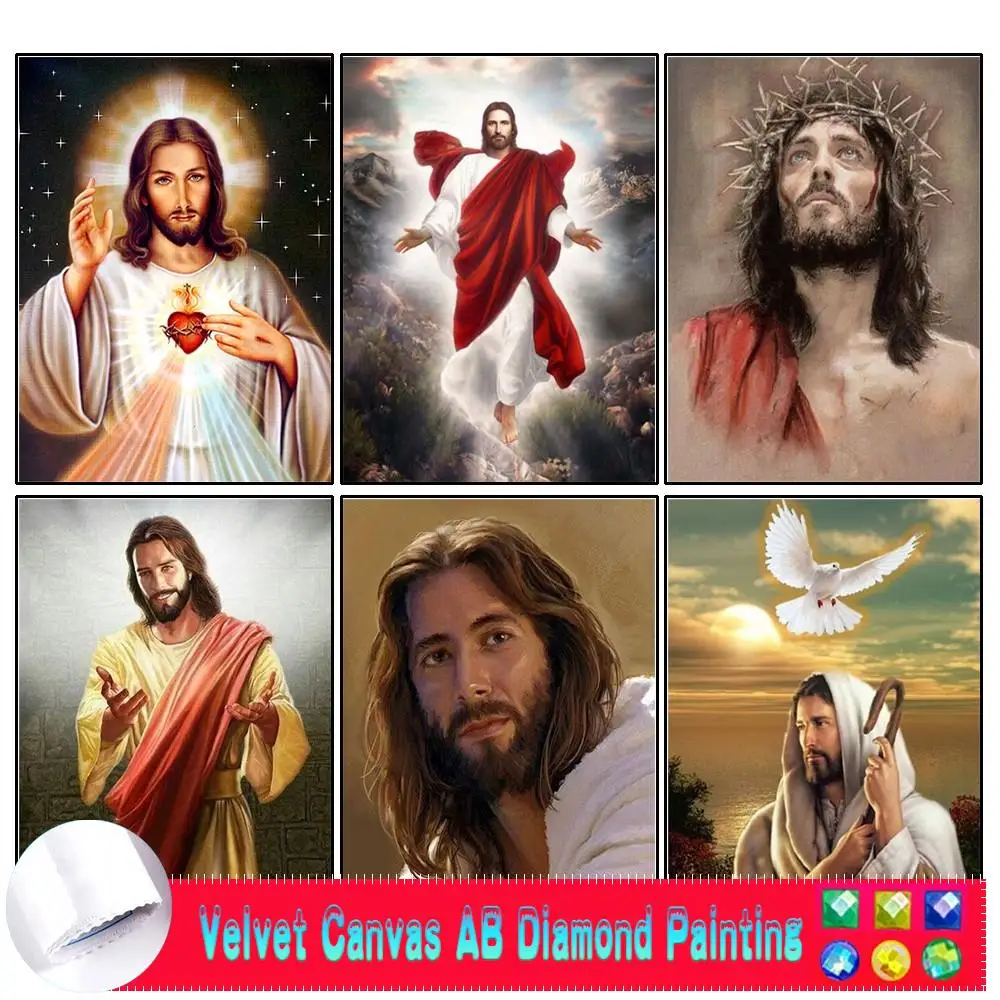 Diamond-Mosaic-Portrait-Painting-DIY-Needlework-Religion-AB-Velvet ...