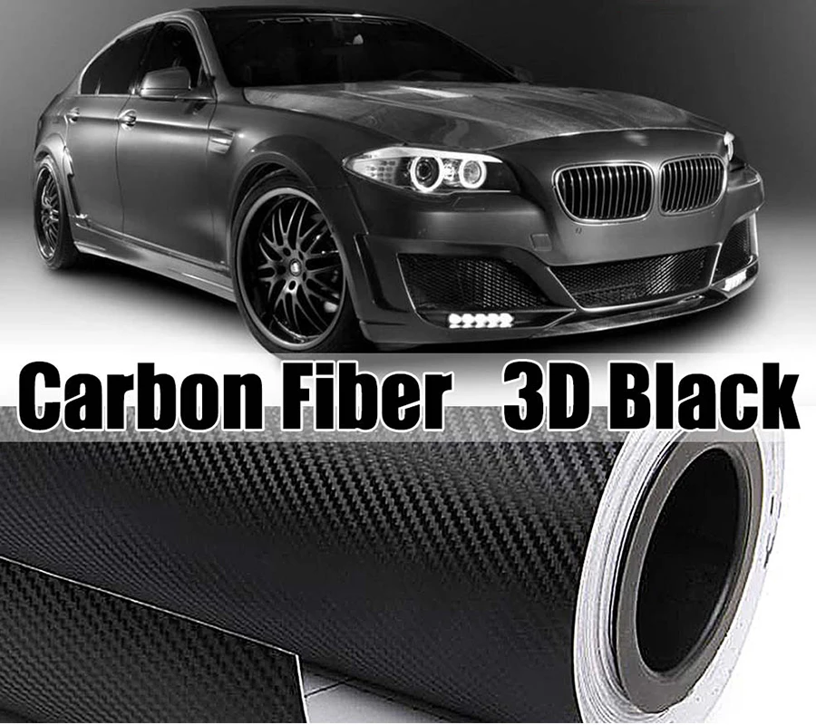 150cm-3D-Carbon-Fiber-Black-Wrap-Vinyl-Covering-Film-Sticker-Decal-Roll ...
