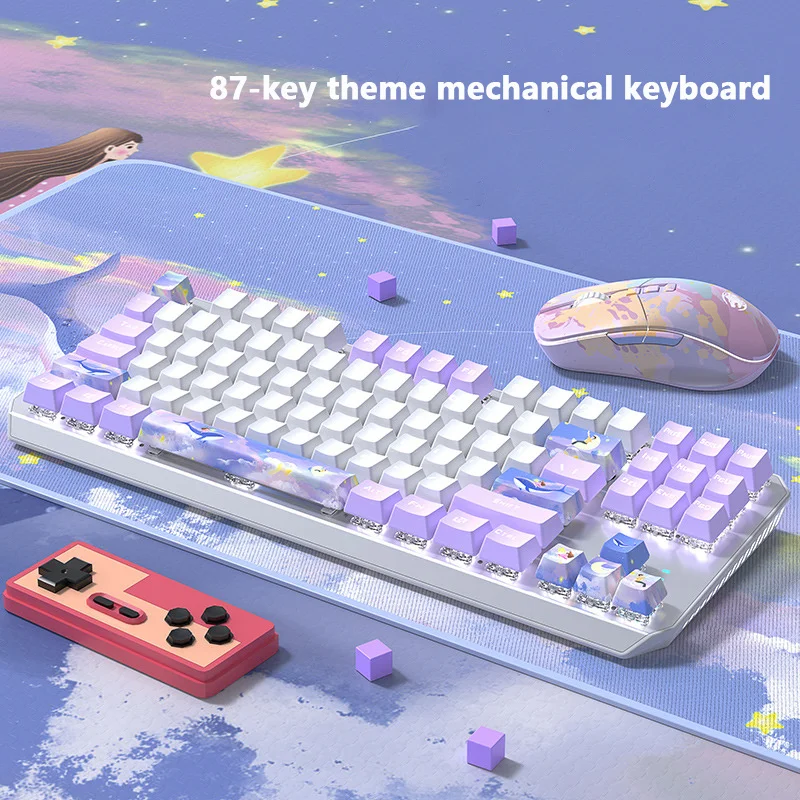 New-TK870-White-Backlit-Wired-Mechanical-Keyboard-87-key-Hot-swappable ...