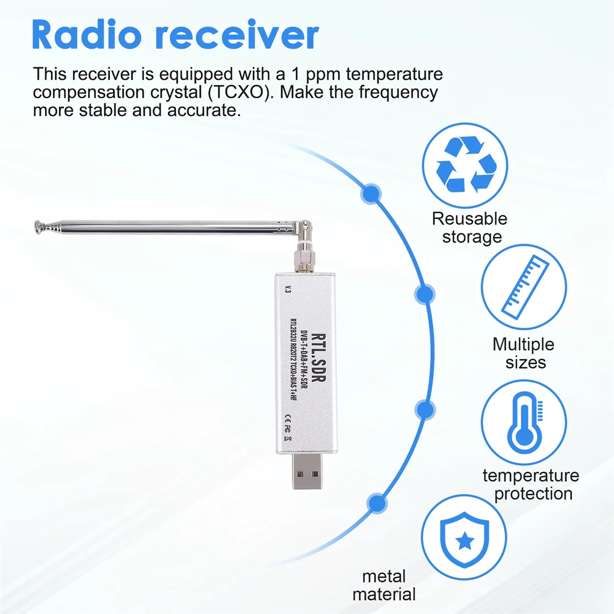 Excellent! RTL-SDR Blog RTL SDR Receiver V3 RTL2832U 0.1MHz-1.7GHz TCXO ...