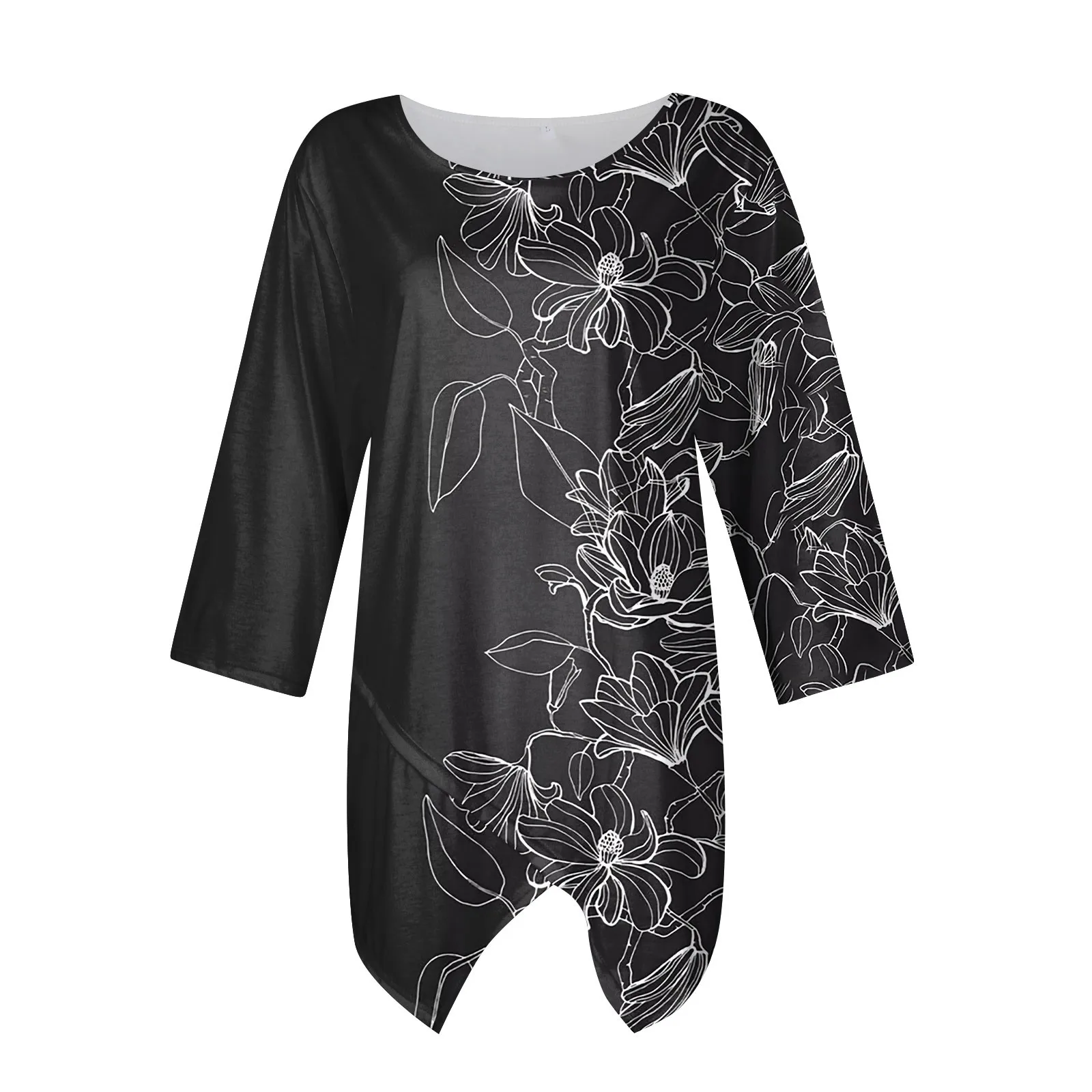 Summer-Tops-For-Women-flower-Pattern-For-Women-ladies-fashion-irregular ...