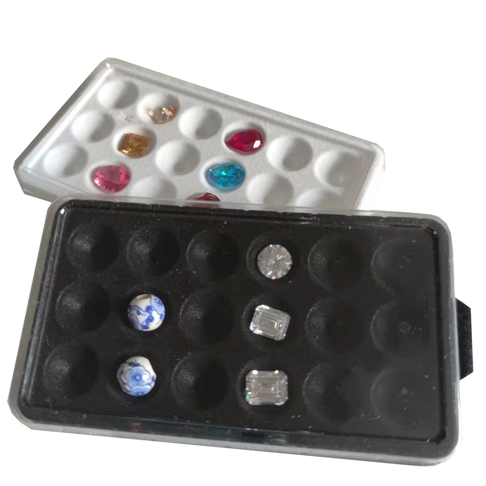 13-15mm Diamond Jewelry Storage Box 18 Grids Gems Organizer Case Stone ...