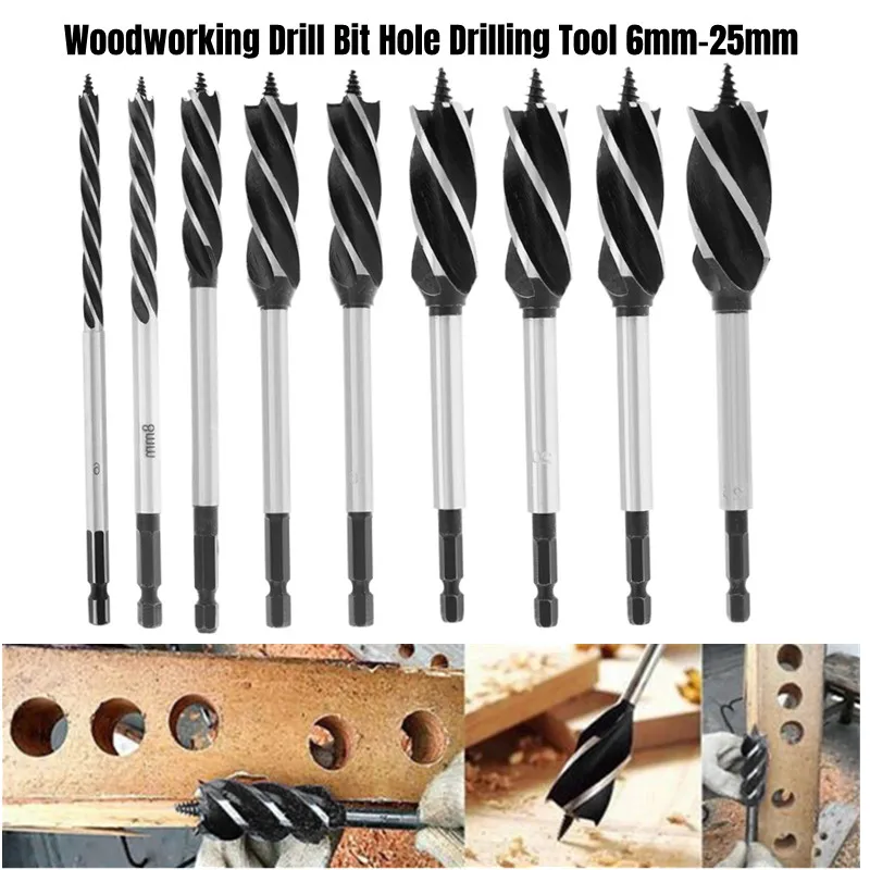 6mm-25mm-Four-slot-Woodworking-Drill-Bit-Hole-Drilling-Tool-with-Center ...