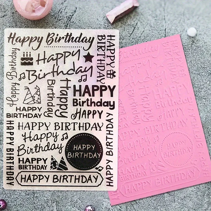 One Embossed Folder，Happy Birthday Pattern，Plastic Embossing Folder ...