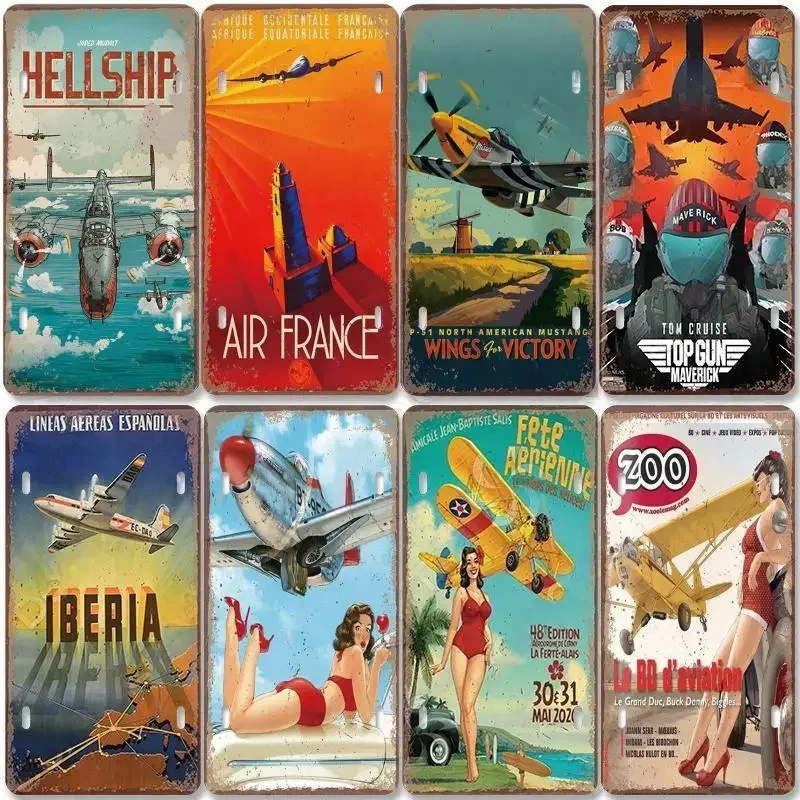 Vintage-Air-Races-Metal-Plate-Tin-Signs-Retro-Top-Gun-Airplane-Metal ...