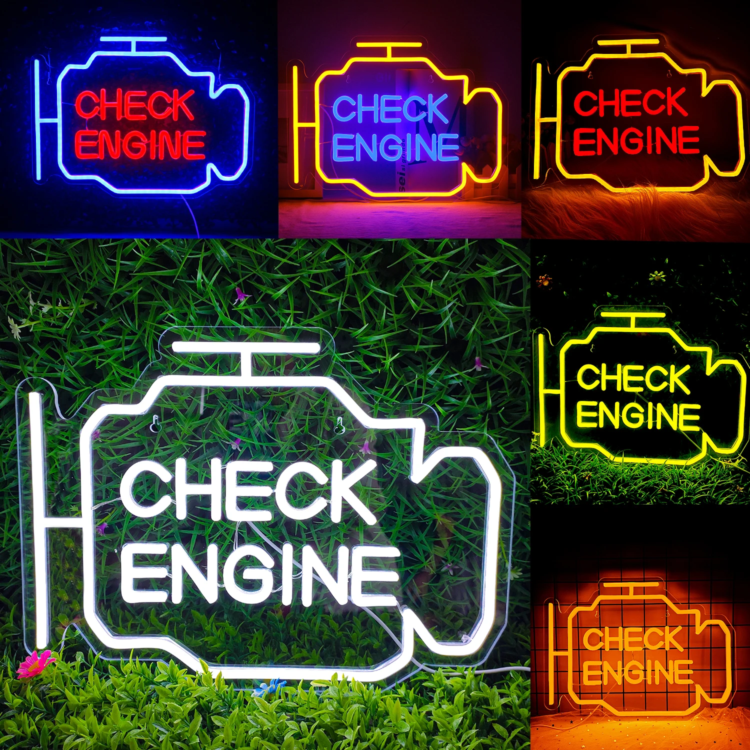 Check-Engine-Neon-Sign-Led-Light-Auto-Room-Garage-Car-Repair-Shop-Home ...