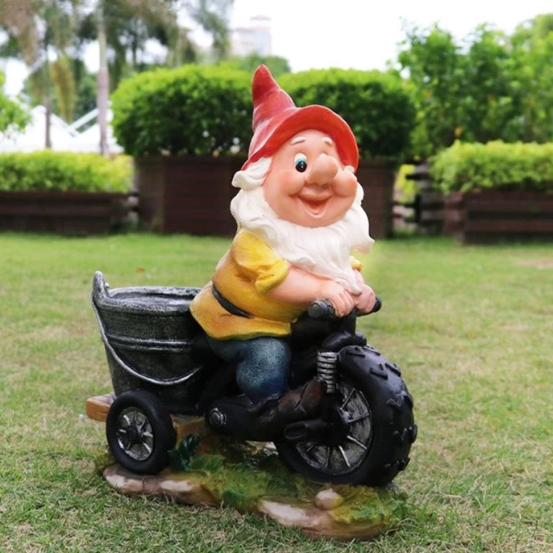 1pc-Cycling-Dwarf-Flower-Dwarf-Courtyard-Statue-Garden-Gnome-Decoration ...