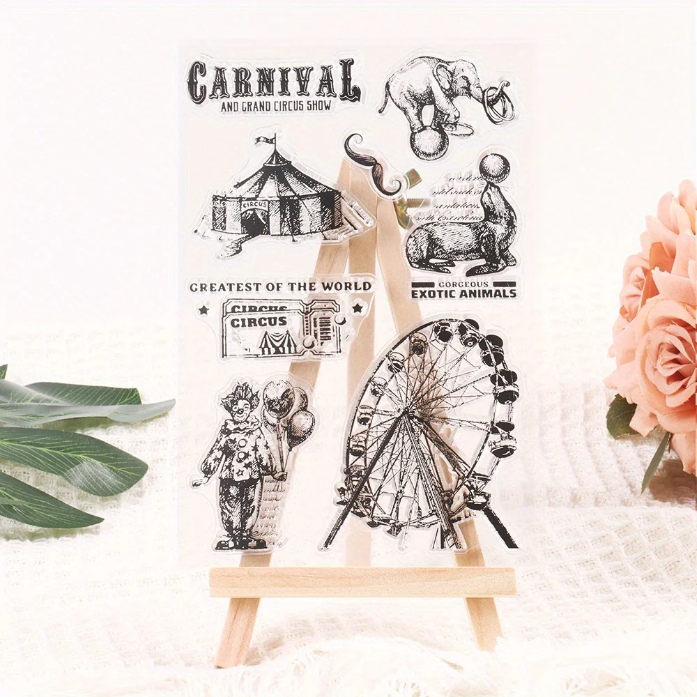 Circus-Ferris-Wheel-Clown-Vintage-Transparent-Seal-Stamps-Diy-Junk ...