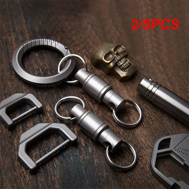 2-5PCS-Titanium-Alloy-Keychain-Rotary-Buckle-Outdoor-Portable-Keychain ...