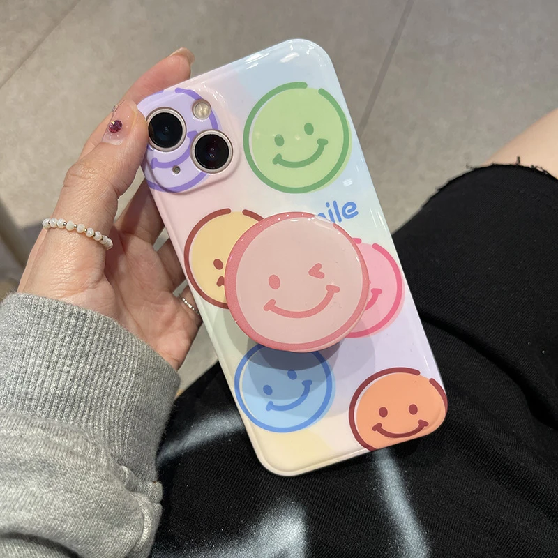 Korean-Rainbow-Colorful-happy-smiley-Phone-Case-For-iphone-13-11-12-Pro ...
