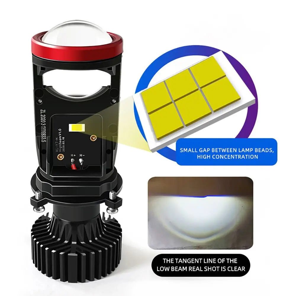 High Power 120W Y7 H4 LED Headlights Car H4 Mini Projector Lens 6000K ...