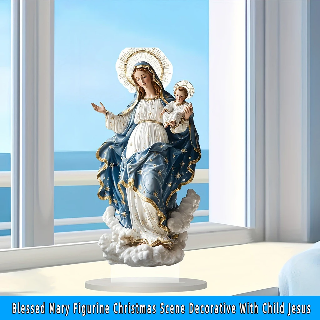 O6- Virgin Mary Statue Christmas Scene Decorative Ornament with Infant ...