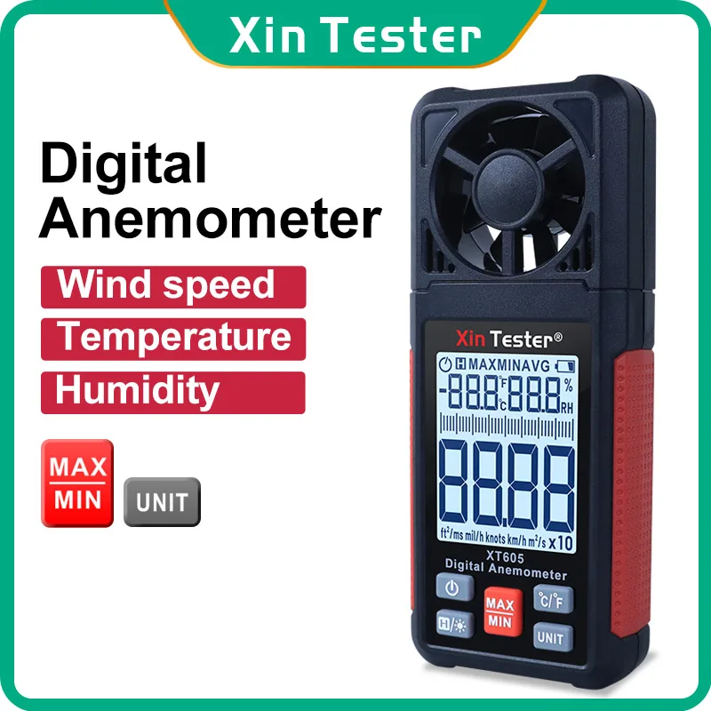 Xin Tester Wind Anemometer Digital air Velocity Gauge Windmeter Speed ...