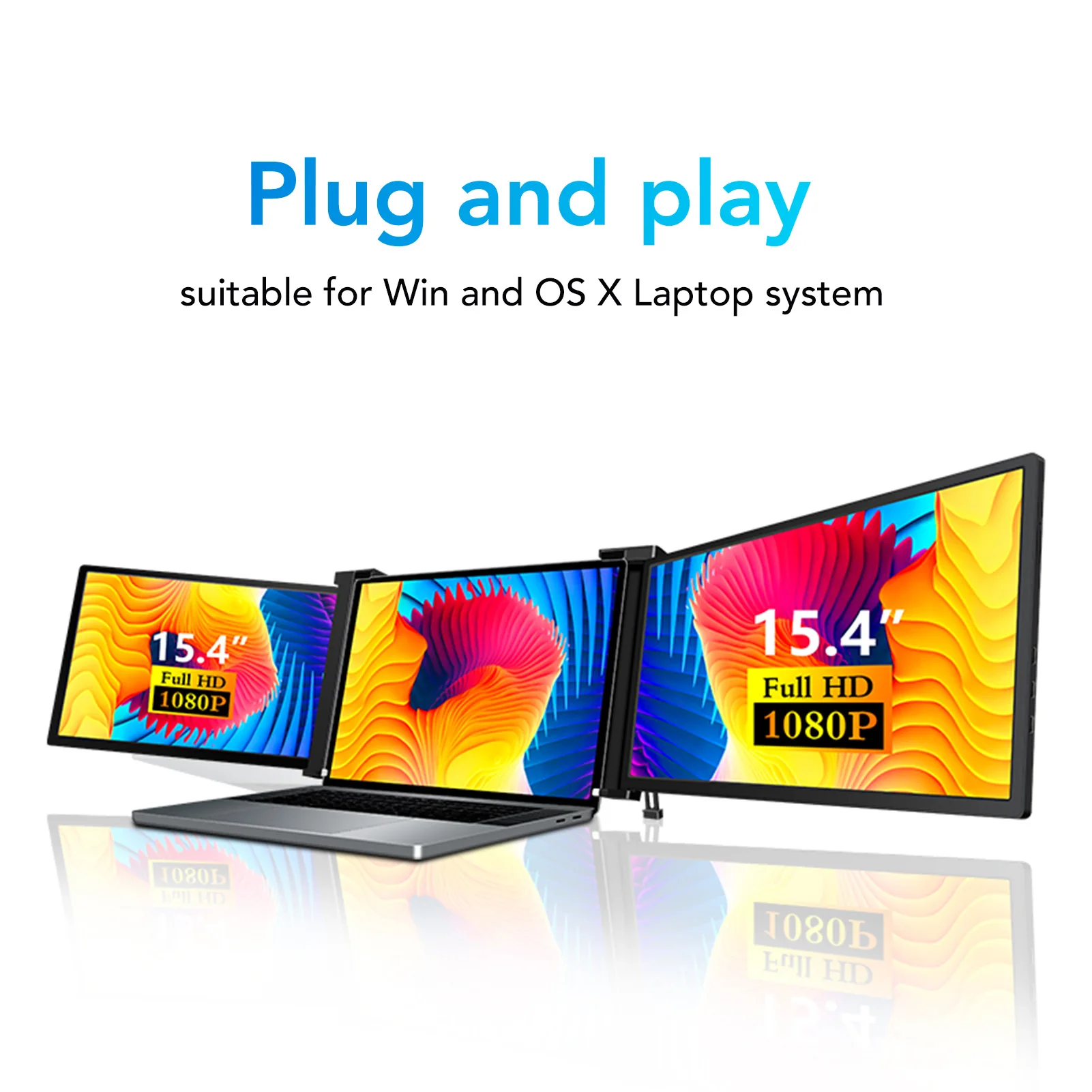 Extensor de Tela Dupla Portátil, 1080P HD, IPS Triplo Monitor, Suporte ...