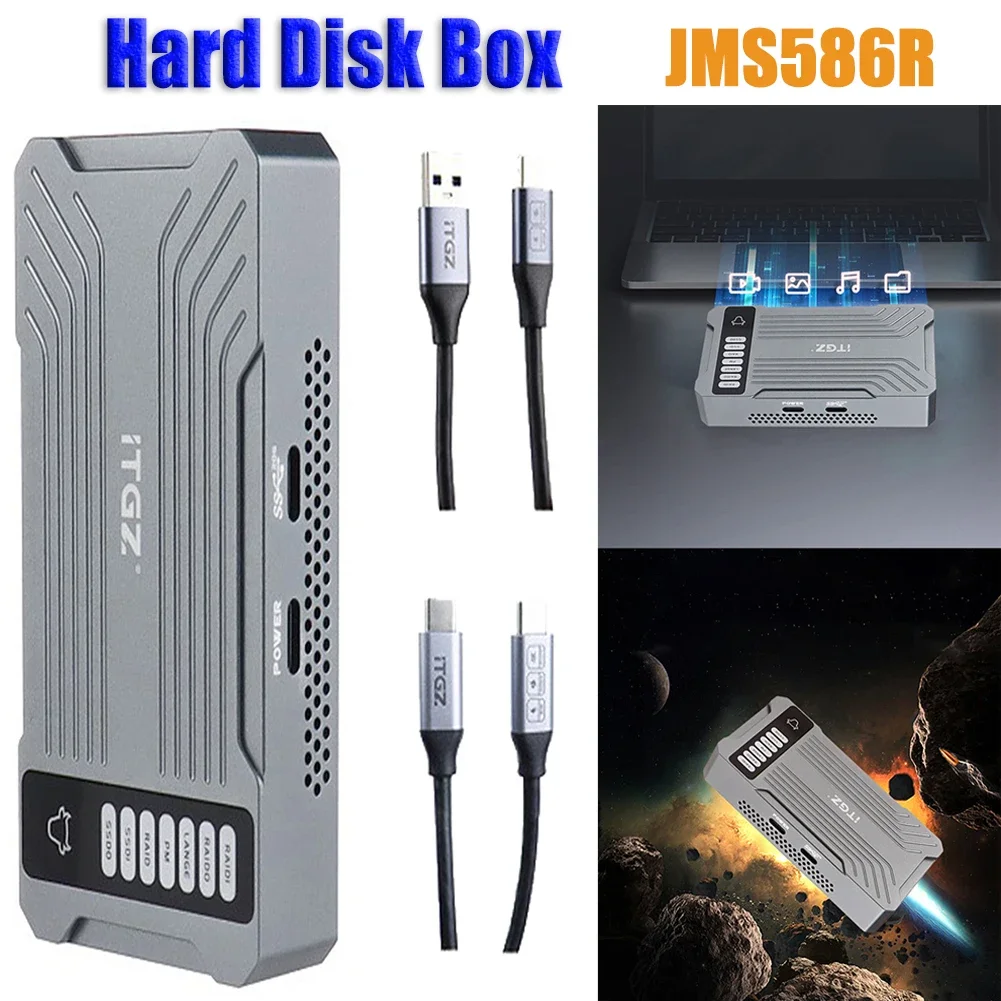 M-2-NVME-SSD-RAID-Case-Array-Mobile-Hard-Drive-Enclosure-M-key-Dual-Bay ...