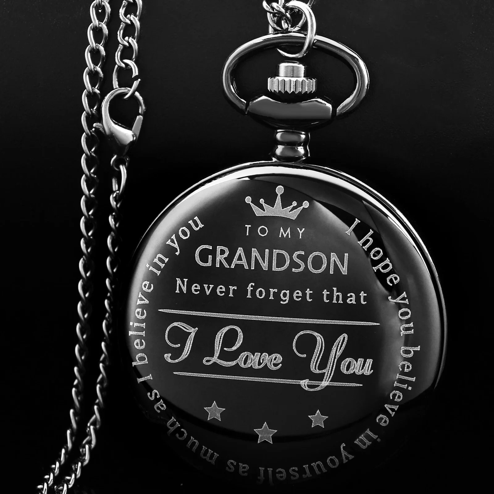 To My Grandson Quartz Pocket Watch Retro Pendant Necklace Best Gift for ...